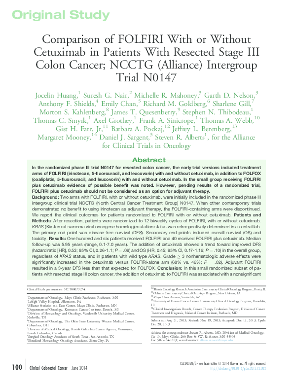 (PDF) Comparison of FOLFIRI With or Without Cetuximab in Patients With ...