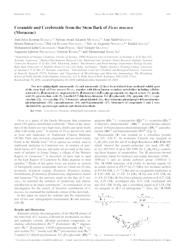 (PDF) Ceramide and Cerebroside from the Stem Bark of Ficus mucuso ...