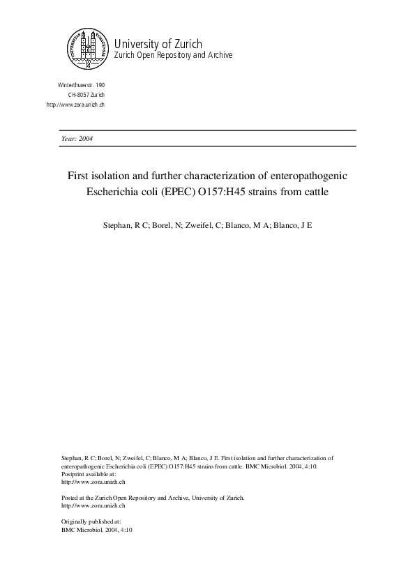 (PDF) First isolation and further characterization of enteropathogenic Escherichia coli (EPEC ...