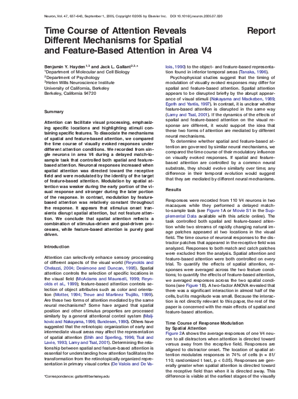 (PDF) Time course of attention reveals different mechanisms for spatial and feature-based ...