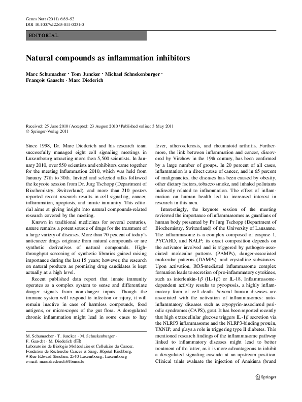 (PDF) Natural compounds as inflammation inhibitors