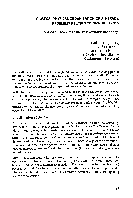 (PDF) Logistics, Physical Organization of a Library, Problems related ...