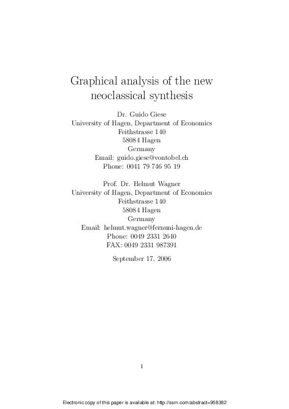 (PDF) Graphical Analysis of the New Neoclassical Synthesis | Helmut ...