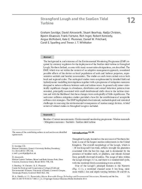 Pdf Strangford Lough And The Seagen Tidal Turbine