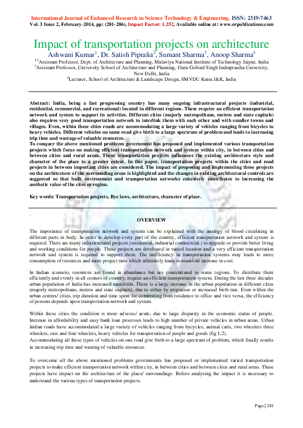 (PDF) Impact of transportation projects on architecture