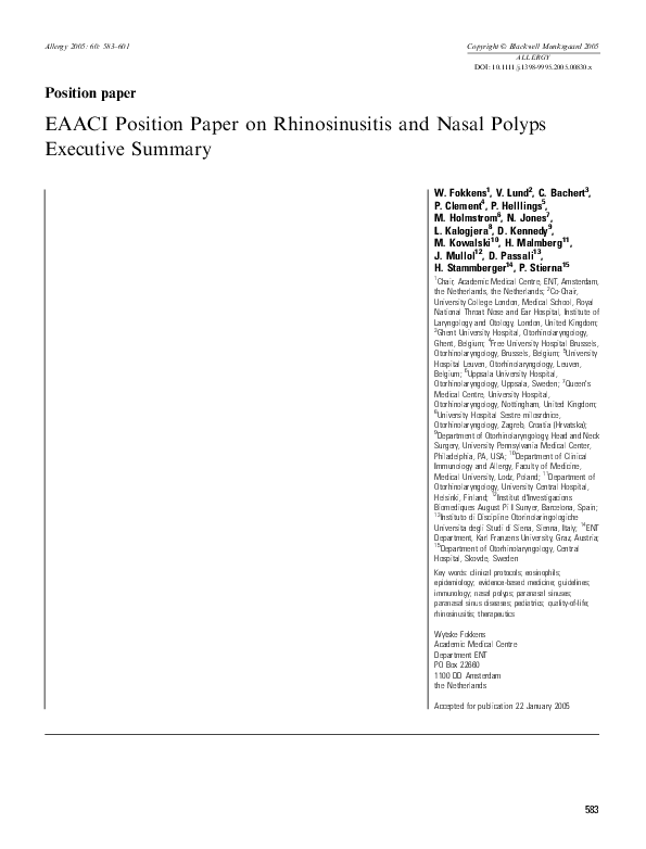 (PDF) EAACI Position Paper on Rhinosinusitis and Nasal Polyps Executive ...