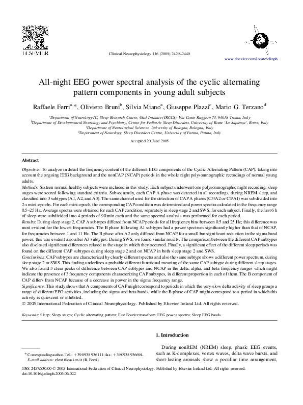(PDF) All-night EEG power spectral analysis of the cyclic alternating pattern at different ages