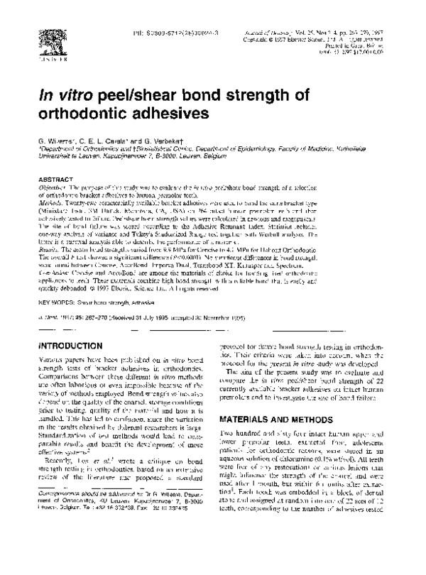 (PDF) In vitro peel/shear bond strength of orthodontic adhesives