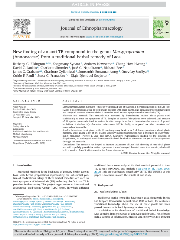 (PDF) New finding of an anti-TB compound in the genus Marsypopetalum ...
