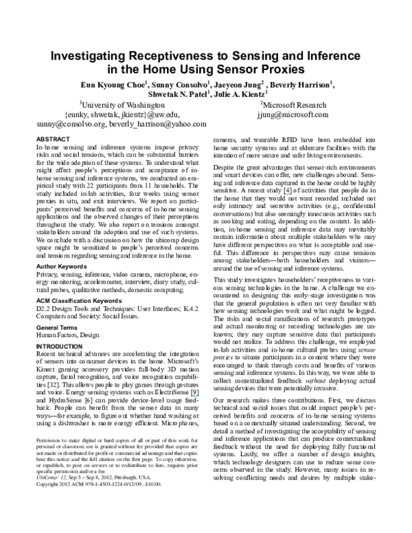 (PDF) Investigating receptiveness to sensing and inference in the home ...