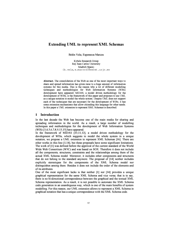 Pdf Extending Uml To Represent Xml Schemas