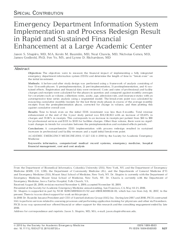 (PDF) Emergency Department Information System Implementation and ...