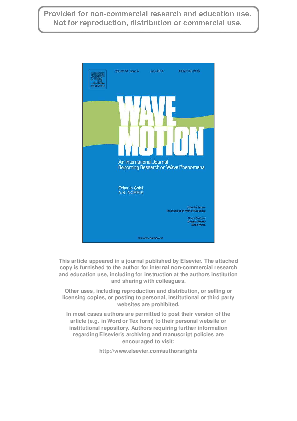 (PDF) Special issue of wave motion—“Innovations in wave modelling”