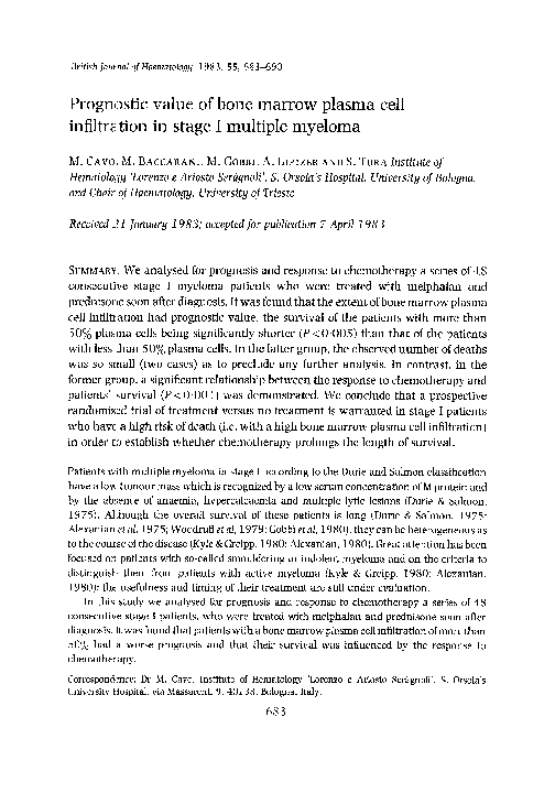 (PDF) Prognostic value of bone marrow plasma cell infiltration in stage ...