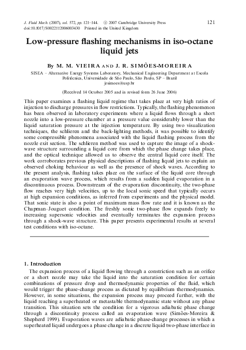 (PDF) Low-pressure flashing mechanisms in iso-octane liquid jets