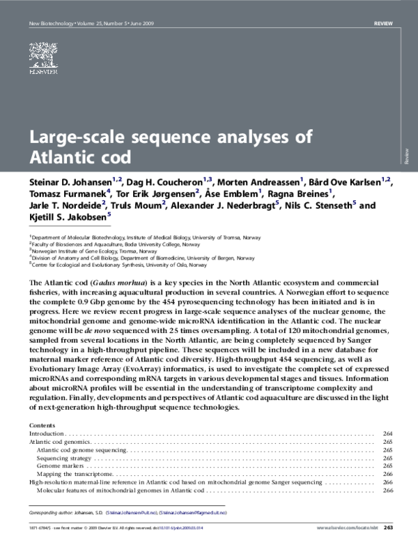 (PDF) Large-scale sequence analyses of Atlantic cod