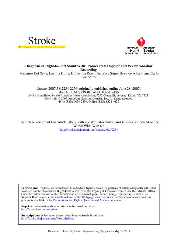 (PDF) Vertebrobasilar Recording with Contrast Transcranial Doppler in ...