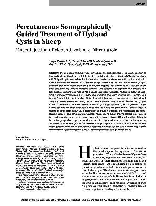 (PDF) Percutaneous sonographically guided treatment of hydatid cysts in ...