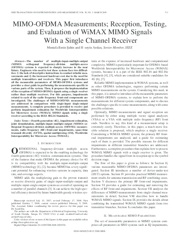 (PDF) MIMO-OFDMA Measurements; Reception, Testing, and Evaluation of ...