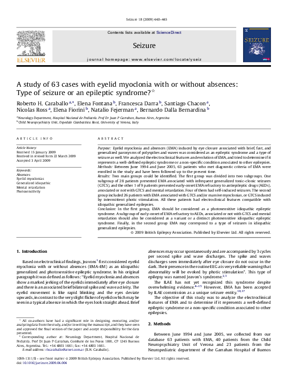 (PDF) A study of 63 cases with eyelid myoclonia with or without ...