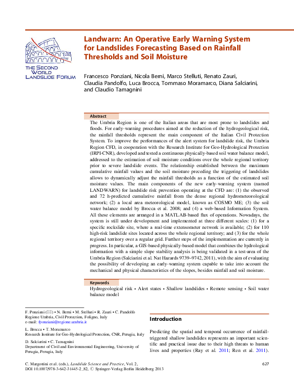 (PDF) Landwarn: An Operative Early Warning System for Landslides ...