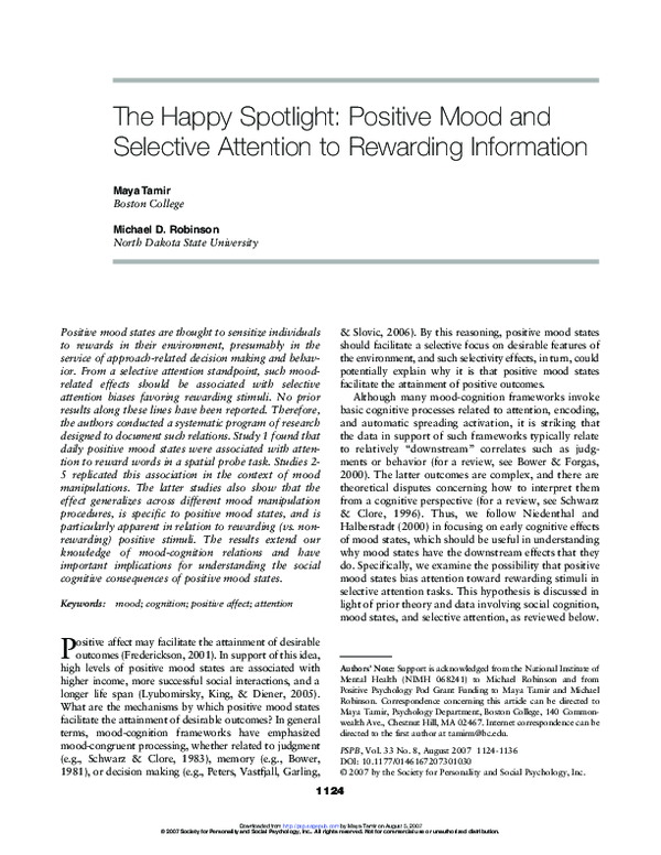 (PDF) The Happy Spotlight: Positive Mood and Selective Attention to ...