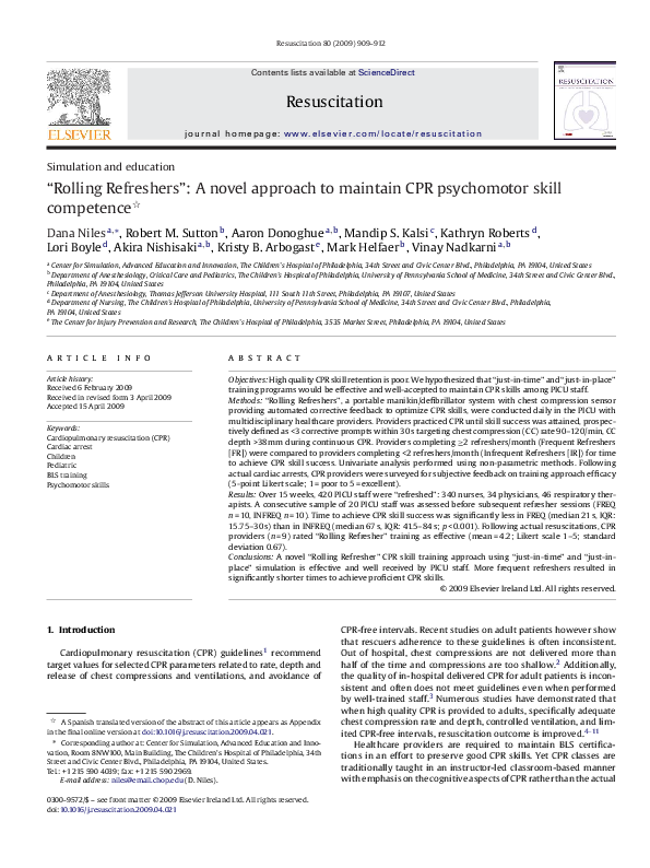 (PDF) “Rolling Refreshers”: A novel approach to maintain CPR ...