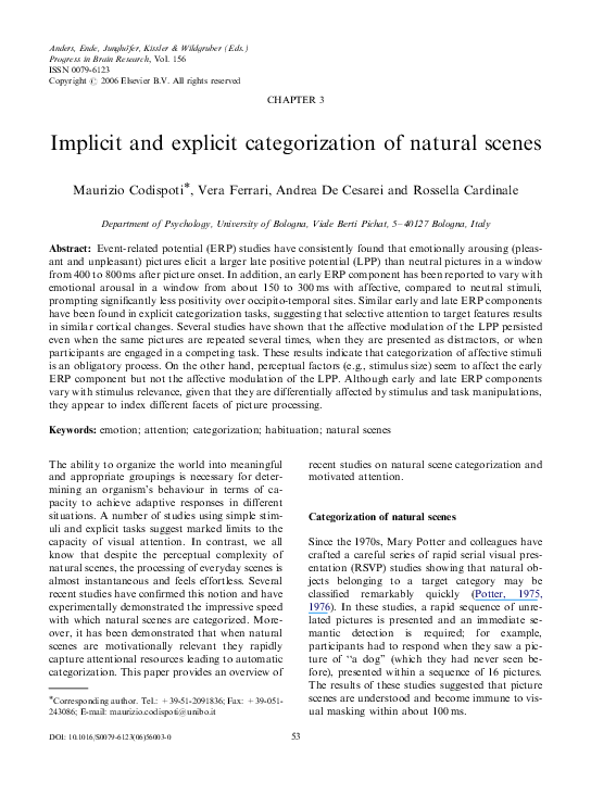 (PDF) Implicit and explicit categorization of natural scenes