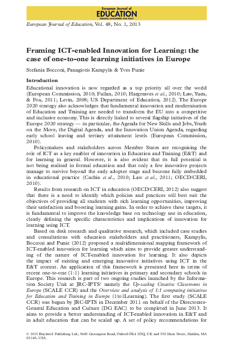 (PDF) Framing ICT-enabled Innovation for Learning: the case of one-to ...