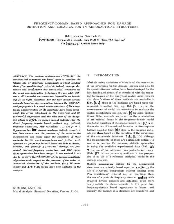 (PDF) Frequency-domain Based Approaches for Damage Detection and ...