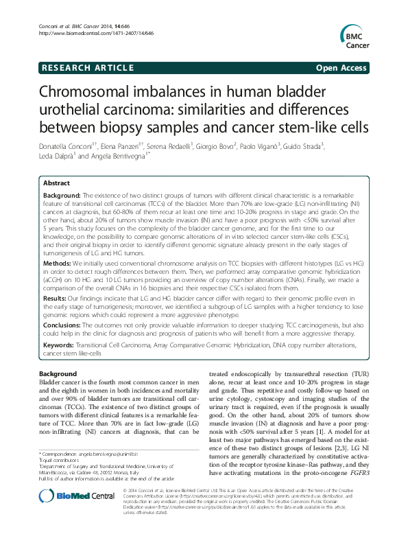 Pdf Chromosomal Imbalances In Human Bladder Urothelial Carcinoma Similarities And Differences