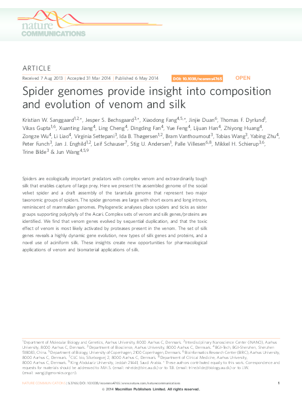(PDF) Spider genomes provide insight into composition and evolution of ...