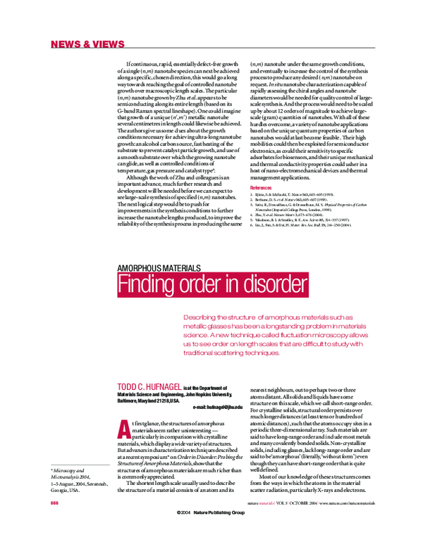 (PDF) Amorphous materials: Finding order in disorder