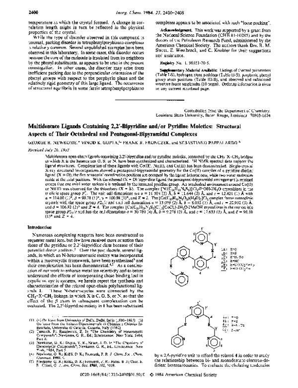(PDF) Multidentate ligands containing 2,2'-bipyridine and/or pyridine ...