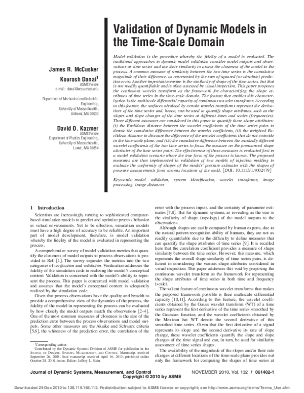 (PDF) Validation of Dynamic Models in the Time-Scale Domain