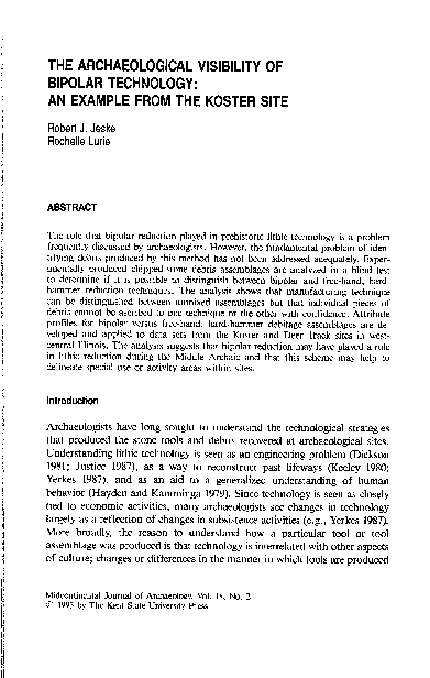 (PDF) The Archaeological Visibility of Bipolar Technology: An Example ...
