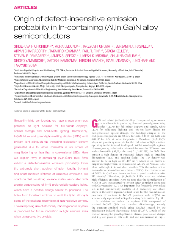 (PDF) Origin of defect-insensitive emission probability in In ...