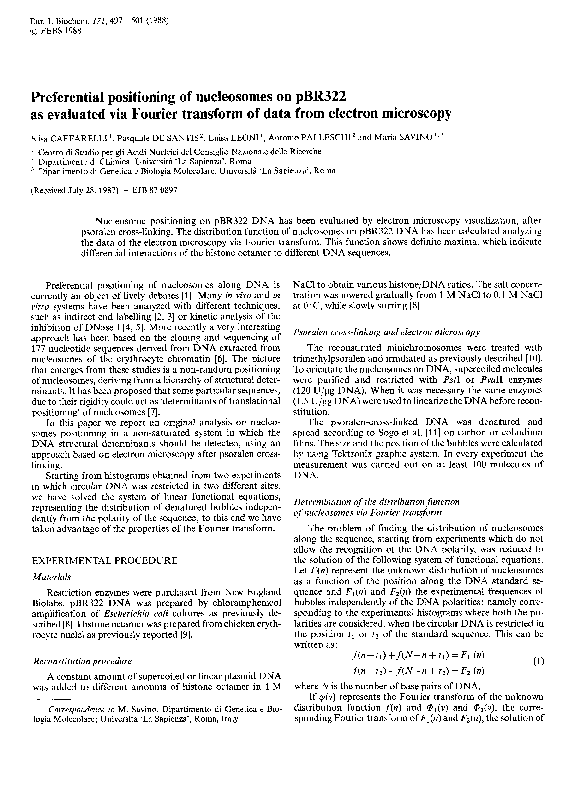 (PDF) Preferential positioning of nucleosomes on pBR322 as evaluated via Fourier transform of ...