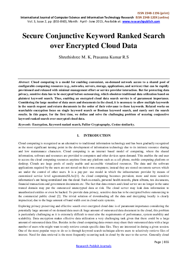 (PDF) Secure Conjunctive Keyword Ranked Search over Encrypted Cloud Data