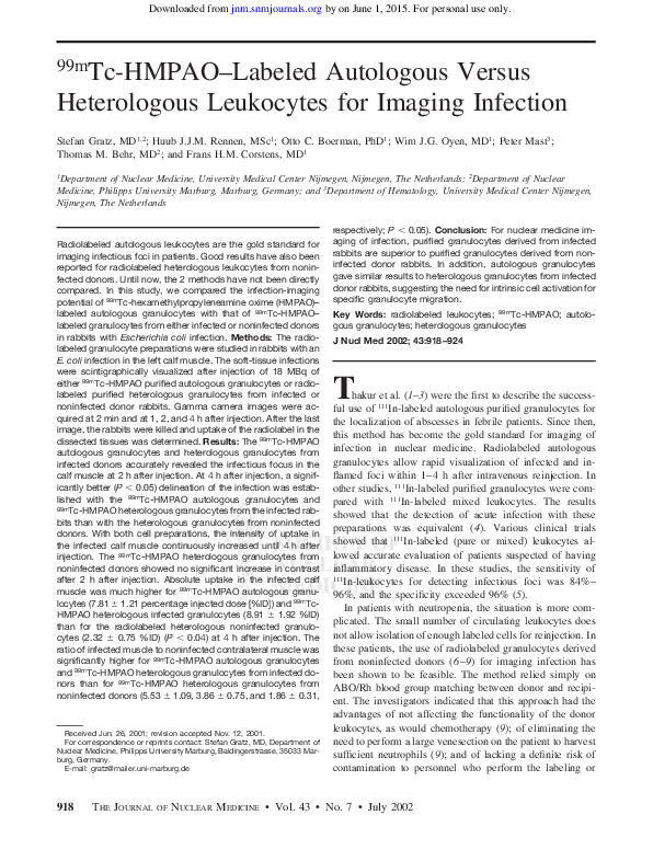 (PDF) 99mTc-HMPAO-labeled autologous versus heterologous leukocytes for ...