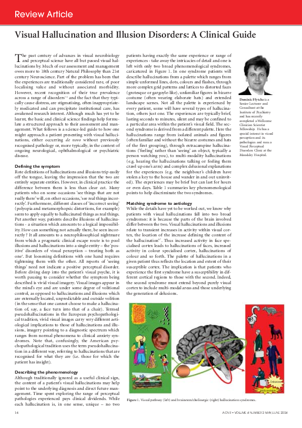 (PDF) Visual Hallucination and Illusion Disorders: A Clinical Guide