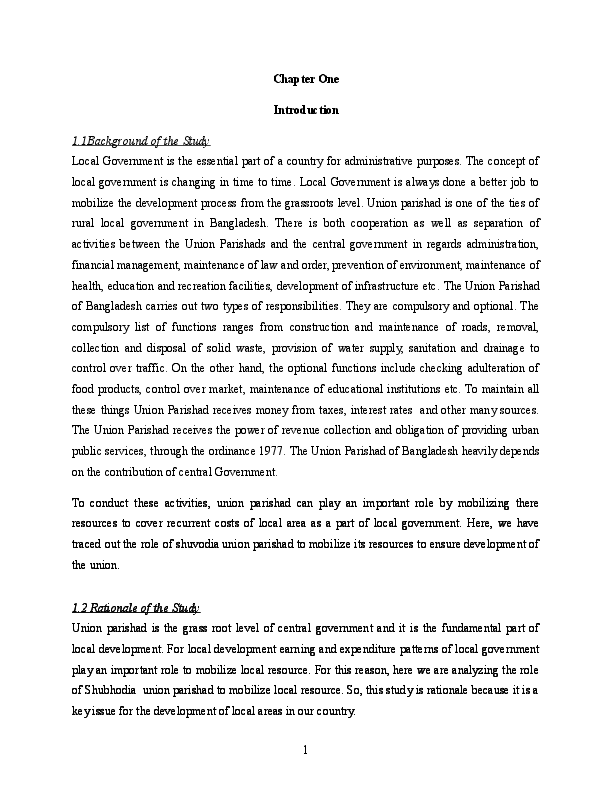 (DOC) Role of local govt. to mobilize local resources