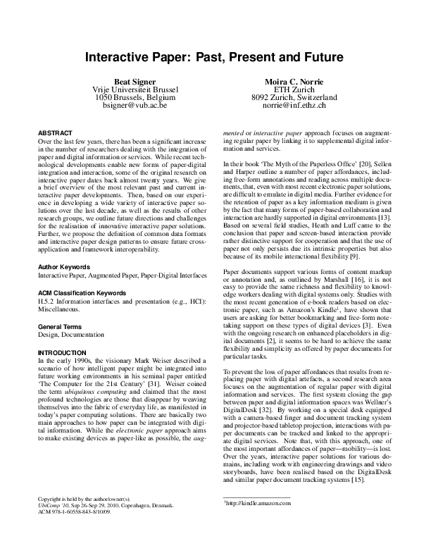 Interactive Paper: Past, Present and Future