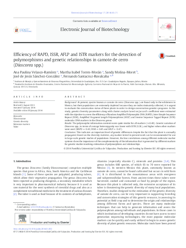 (PDF) Efficiency of RAPD, ISSR, AFLP and ISTR markers for the detection of polymorphisms and ...