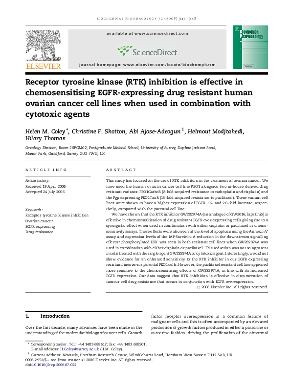 (PDF) Receptor tyrosine kinase (RTK) inhibition is effective in ...