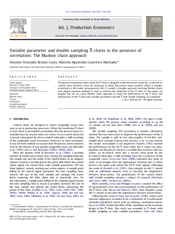 Pdf Variable Parameter And Double Sampling Charts In The Presence Of