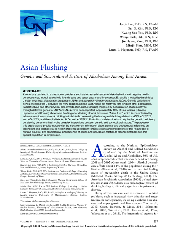 (PDF) Asian flushing: genetic and sociocultural factors of alcoholism ...