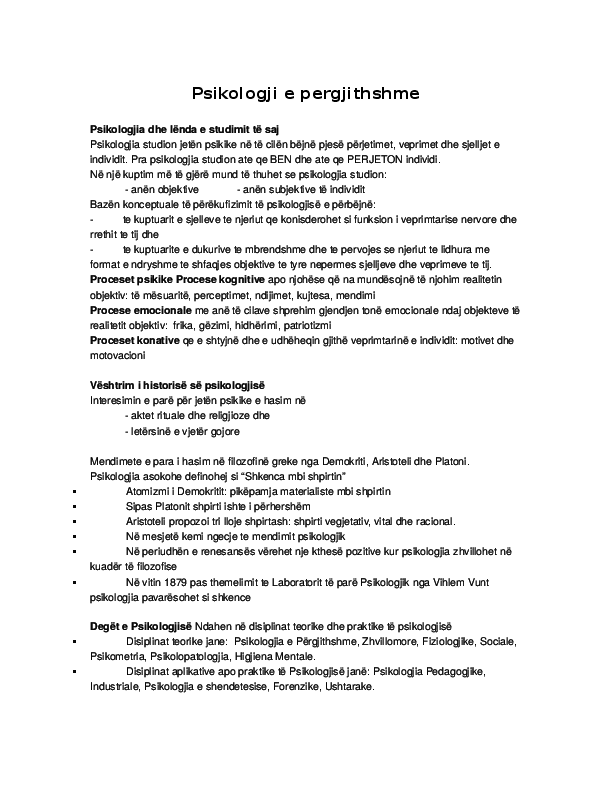 (DOC) Psikologji e pergjithshme