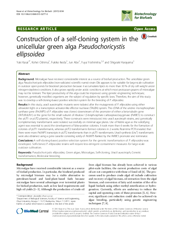 (PDF) Construction of a self-cloning system in the unicellular green ...