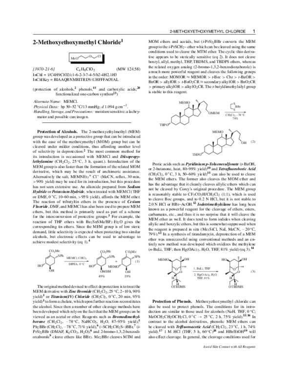 (PDF) 2-Methoxyethoxymethyl Chloride